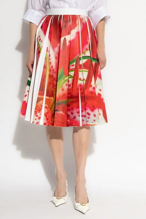 Tory Burch Pleated Skirt With Colorful Print - Red