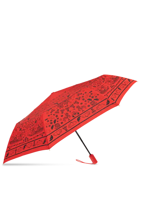 Moschino Folding Umbrella With Logo - Red