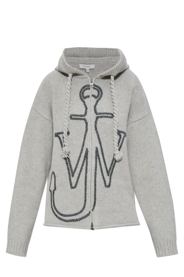 JW Anderson Wool Cardigan With Embroidered Anchor