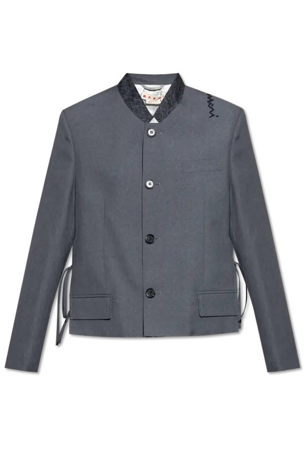 Marni Virgin Wool Jacket With Raw Cut Details