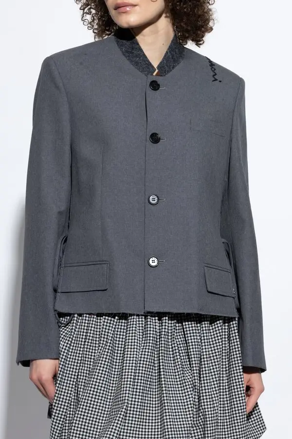 Marni Virgin Wool Jacket With Raw Cut Details