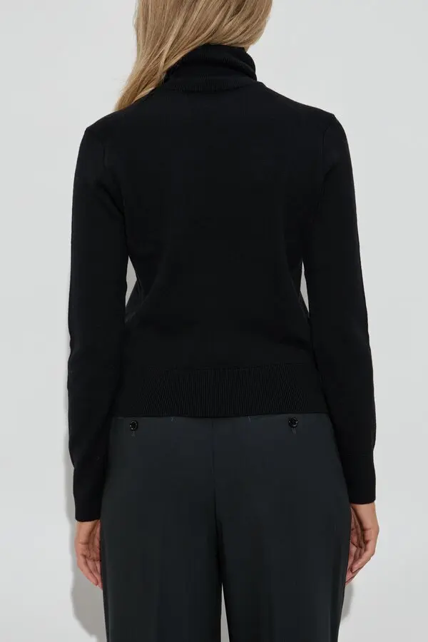 AMI Paris Wool Turtleneck With Embroidered Logo - Black