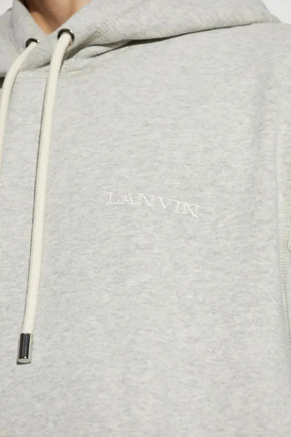 LANVIN Embroidered Logo Cotton-cashmere Sweatshirt - Grey