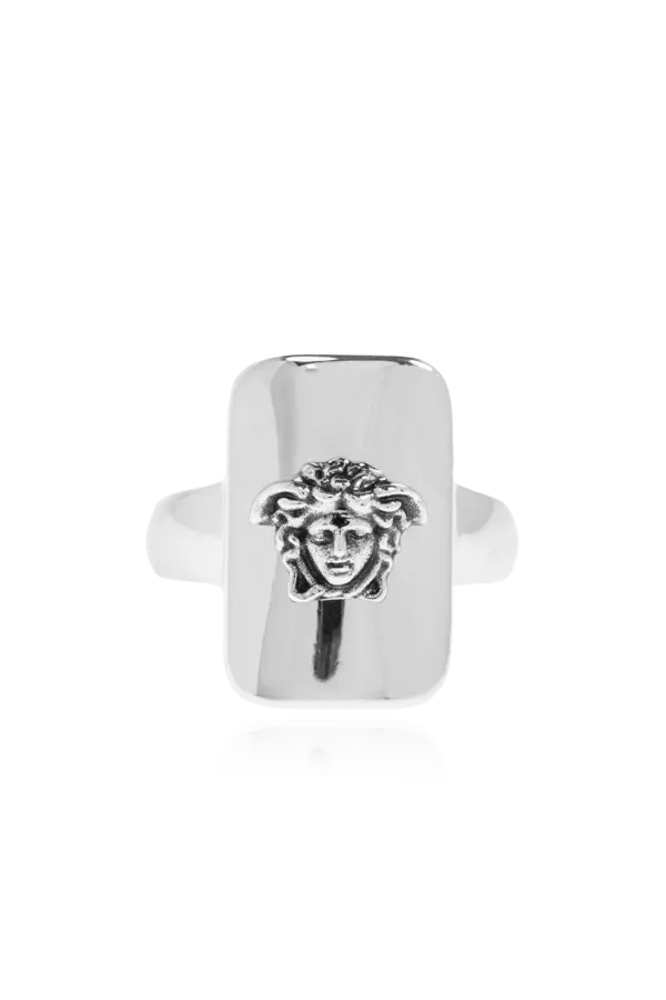 Versace Signet Ring With Medusa Head - Silver