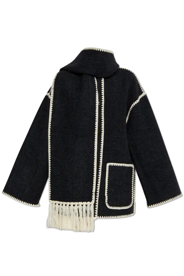 TOTEME Oversized Wool Coat With Scarf - Grey