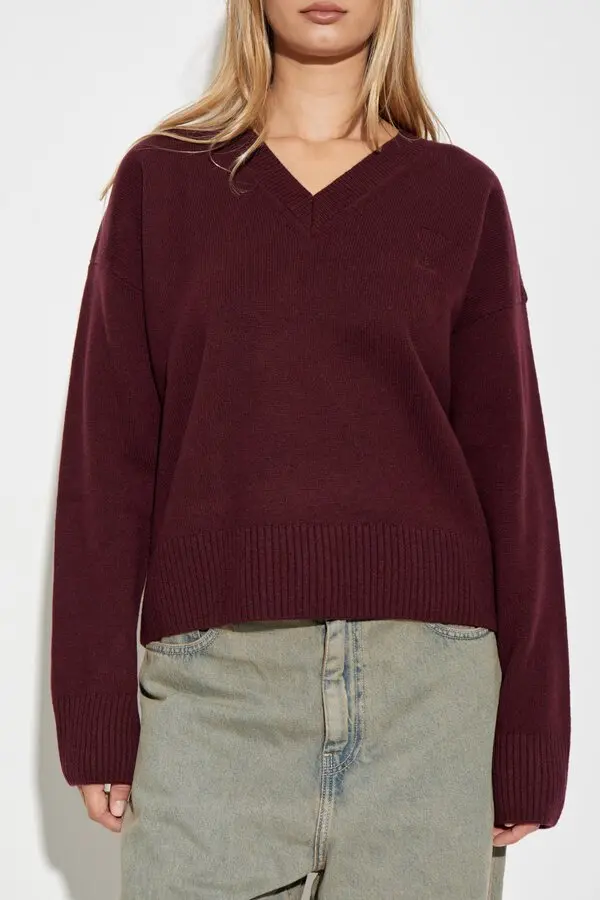 Ami Wool And Cashmere V-neck Sweater