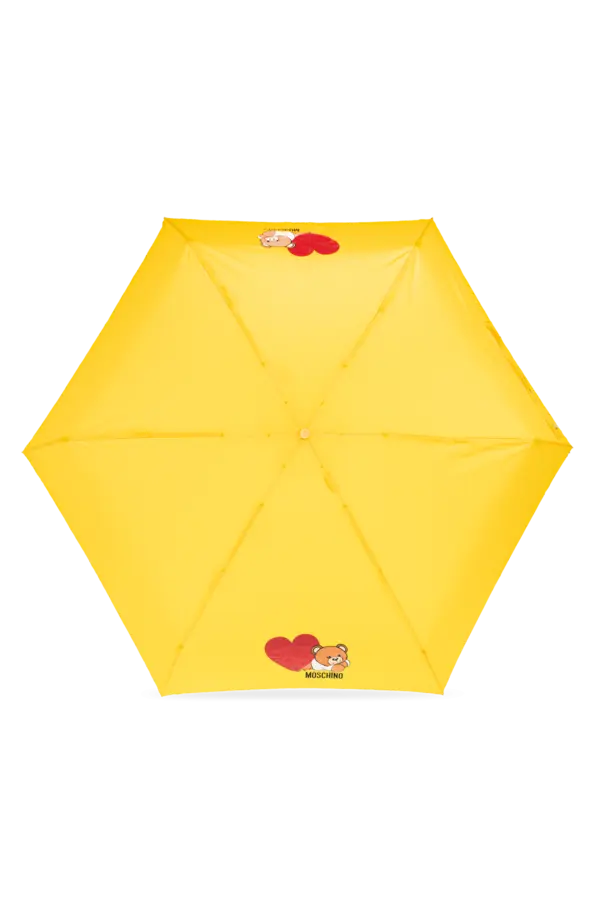 Moschino Folding Umbrella With Logo - Yellow