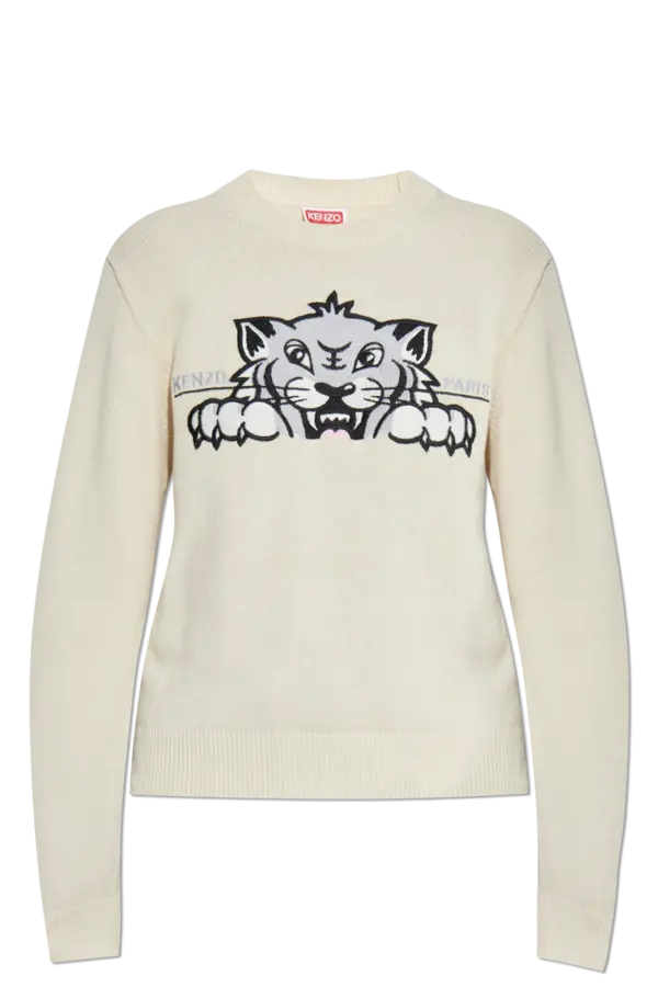 Kenzo Sweater With Embroidered Logo - Cream