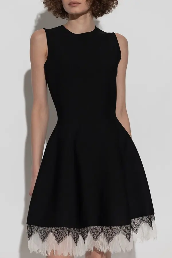 Alexander McQueen Sleeveless Dress With Lace Hem