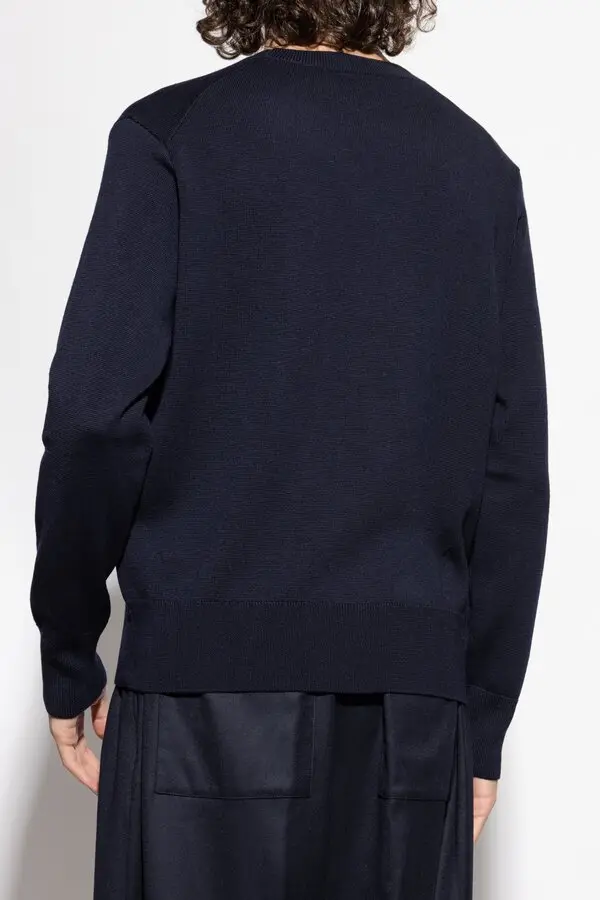 AMI Paris Sweater With Embroidered Logo - Navy Blue