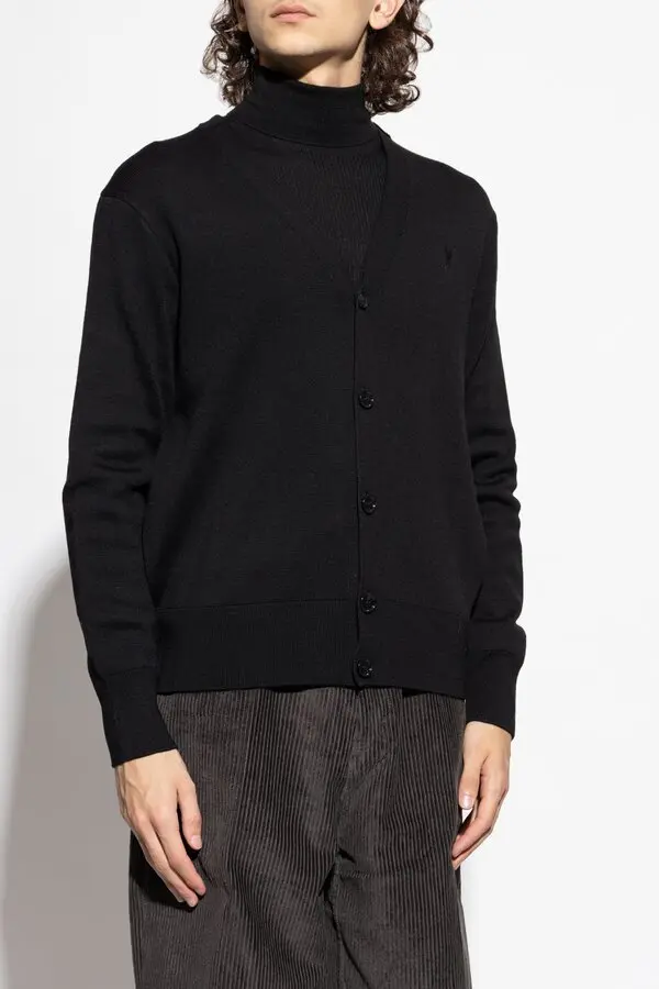 AMI Paris Wool Cardigan With Embroidered Logo