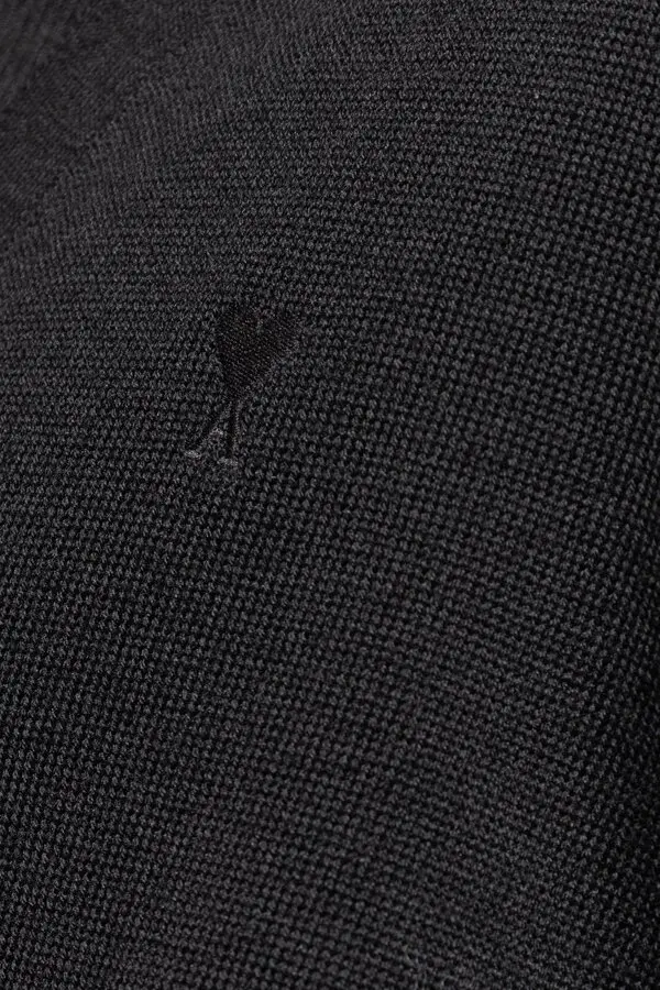 AMI Paris Wool Cardigan With Embroidered Logo