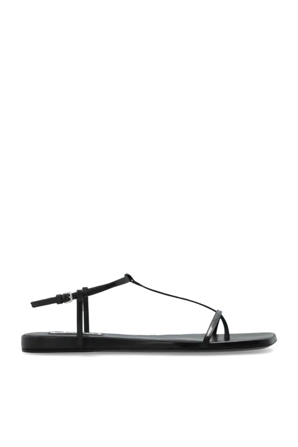 JIL SANDER Leather Flat Sandals - Black