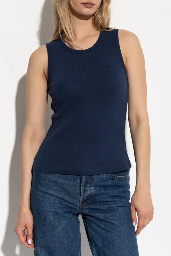 A.p.c. Ribbed Top With Embroidered Logo