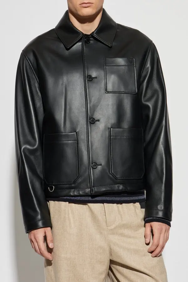 Loewe Embossed Logo Leather Jacket
