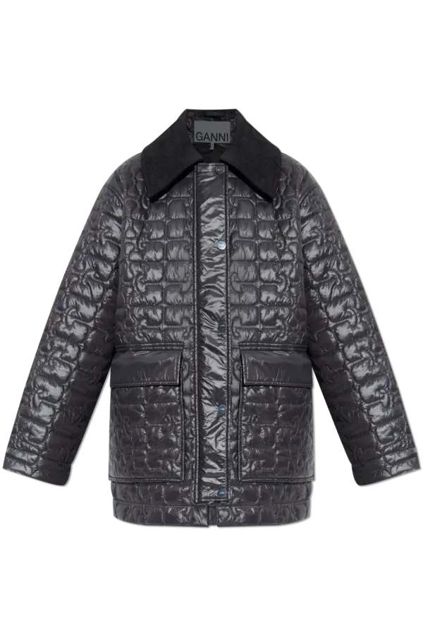 GANNI Quilted Oversized Jacket - Grey