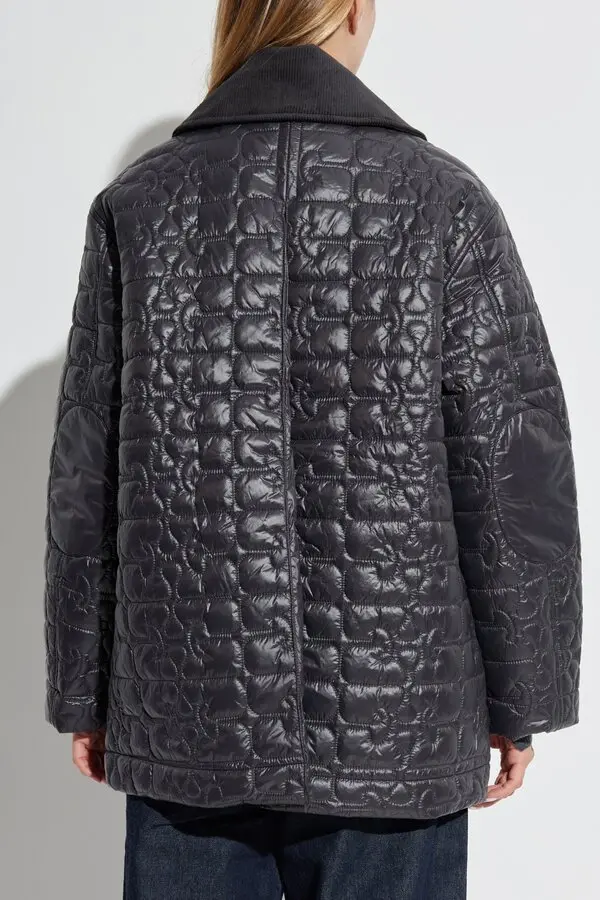 GANNI Quilted Oversized Jacket - Grey