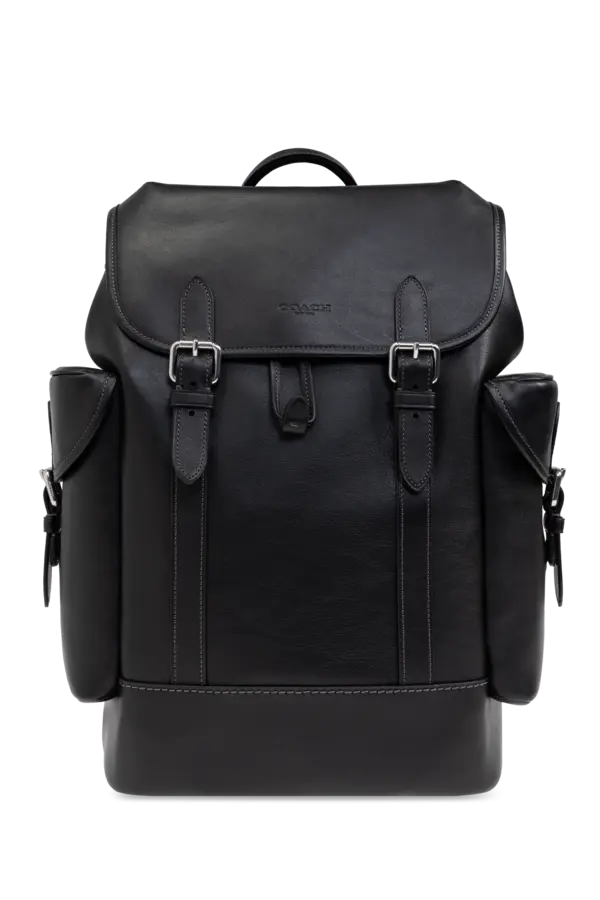 COACH Leather Hitch Backpack - Black