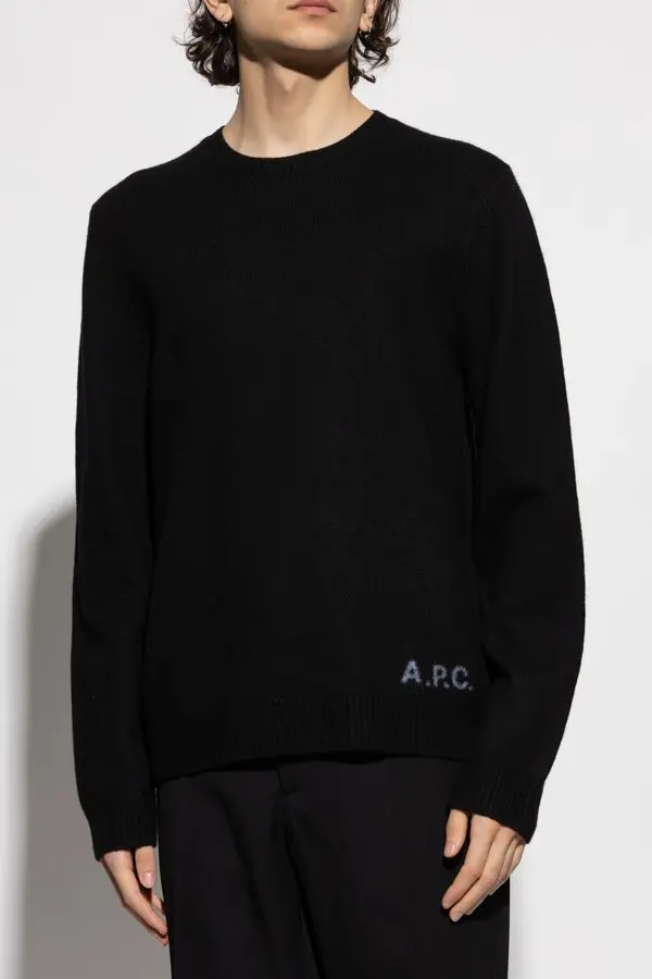 A.p.c. Wool Sweater With Logo - Black