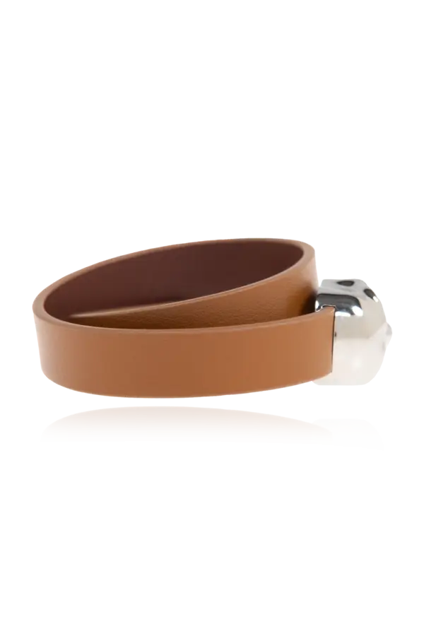 Alexander McQueen Leather Bracelet With Skull Embellishment - Brown