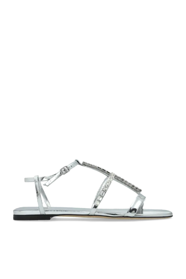 JIMMY CHOO Gwyn Strappy Embellished Sandals - Silver