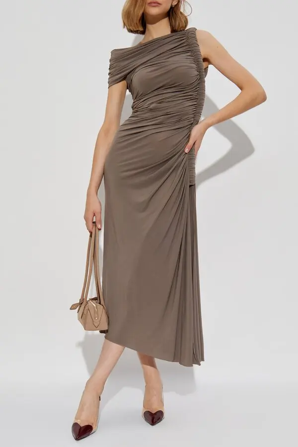 Alaïa Draped Midi Dress - Brown