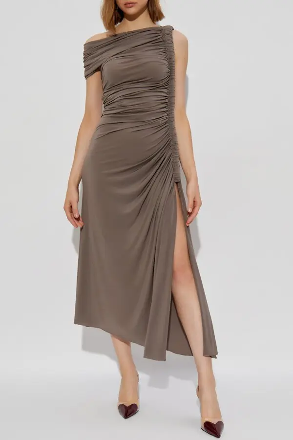 Alaïa Draped Midi Dress - Brown