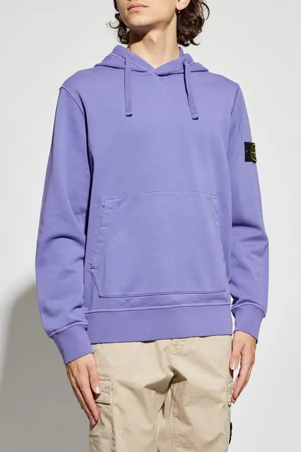 Stone Island Hooded Cotton Sweatshirt - Purple