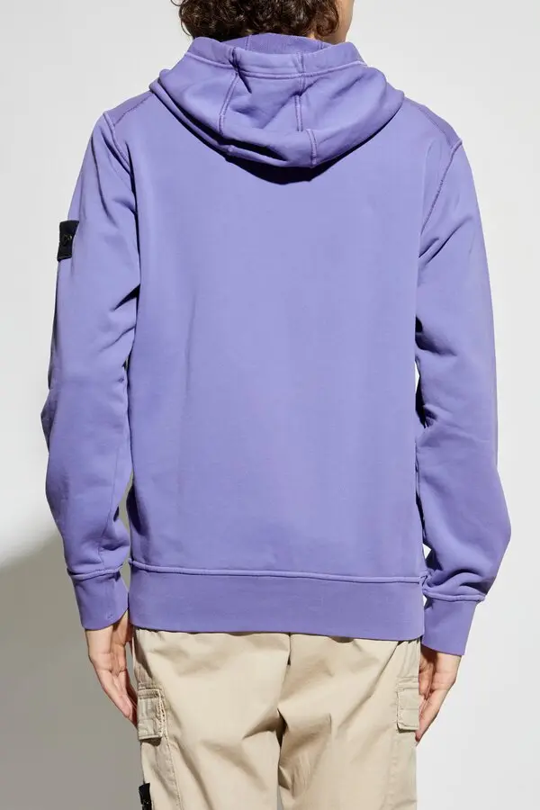 Stone Island Hooded Cotton Sweatshirt - Purple
