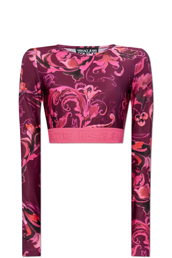 Versace Long Sleeve Cropped Top - Pink