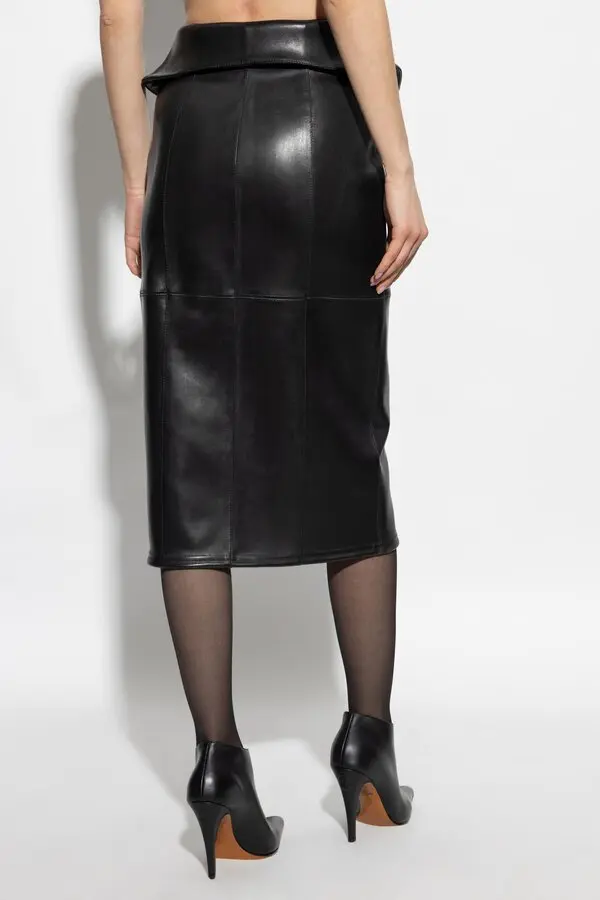 Alexander McQueen Leather Pencil Midi Skirt