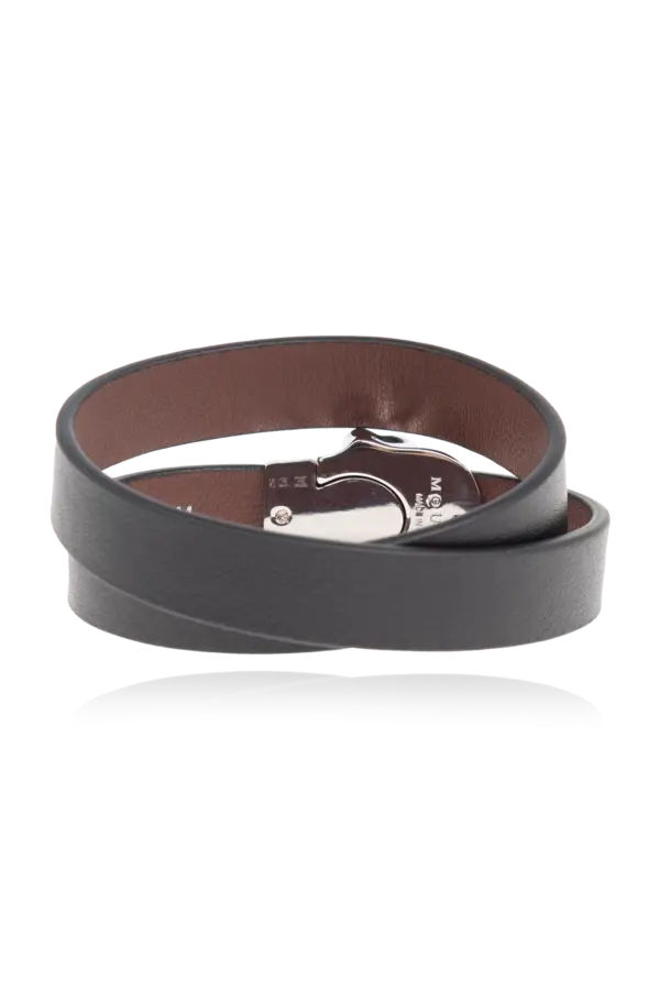 Alexander McQueen Leather Bracelet With Skull Clasp - Black