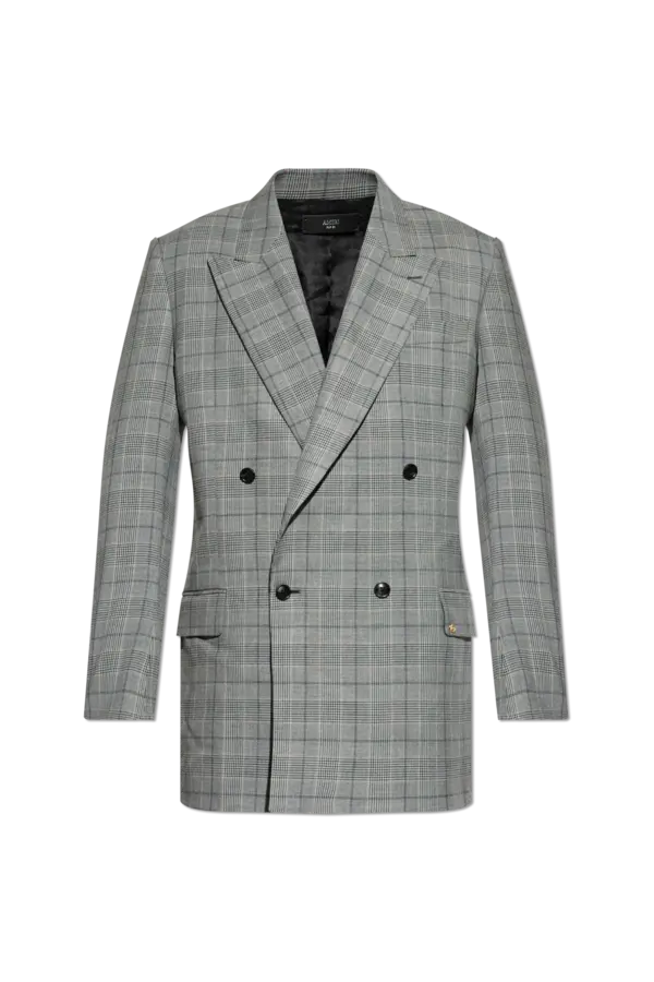 Amiri Double-breasted Blazer With A Check Pattern - Grey