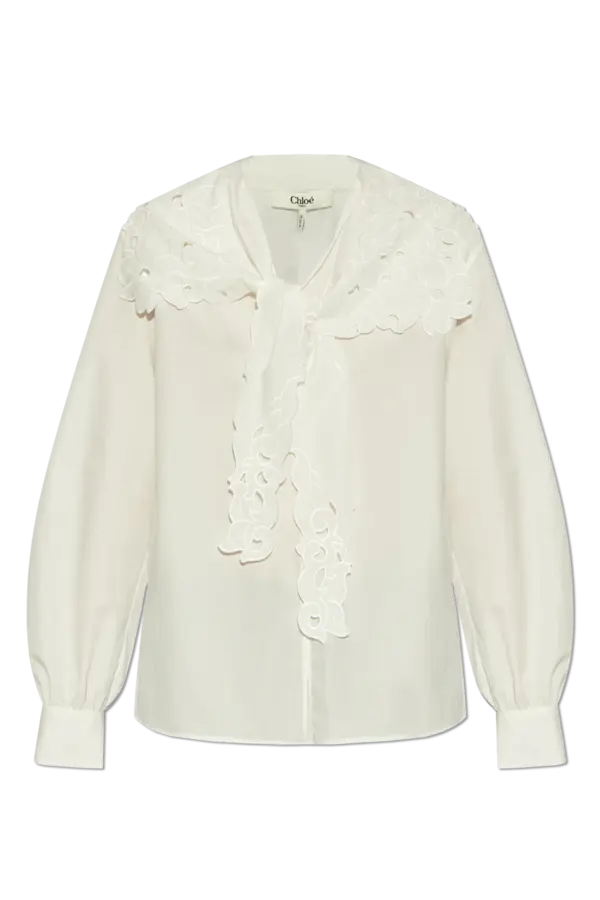 Chloé Cotton Shirt With Lace Trim