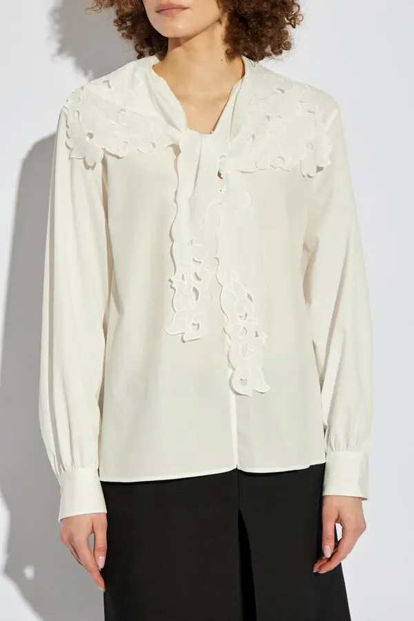 Chloé Cotton Shirt With Lace Trim