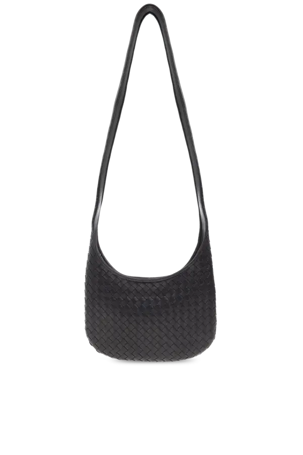 Bottega Veneta Shoulder Bag With Woven Pattern - Black