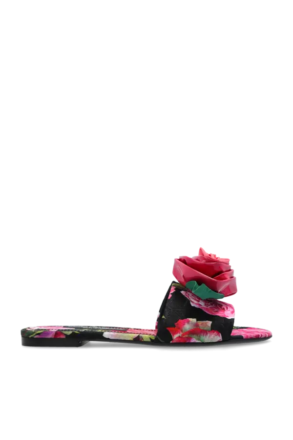 Dolce & Gabbana Floral Motif Slides - Pink