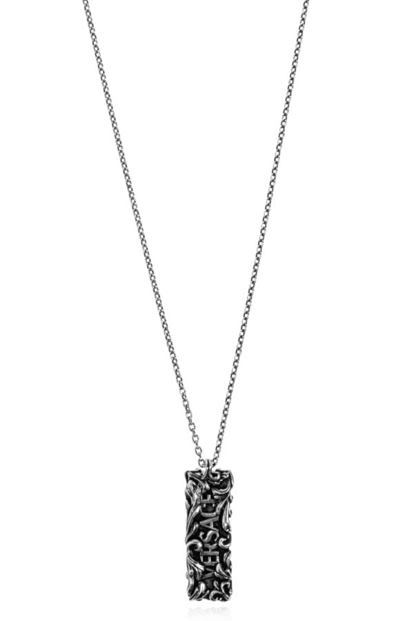 Versace Logo Pendant Necklace - Silver