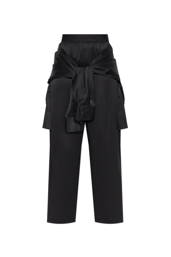 Alexander Wang Silk Palazzo Trousers With Overlay