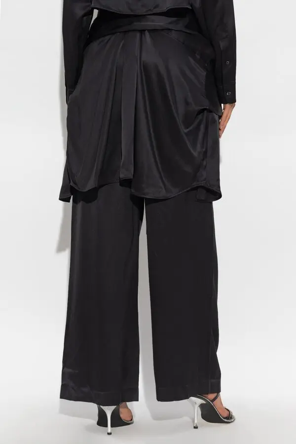 Alexander Wang Silk Palazzo Trousers With Overlay