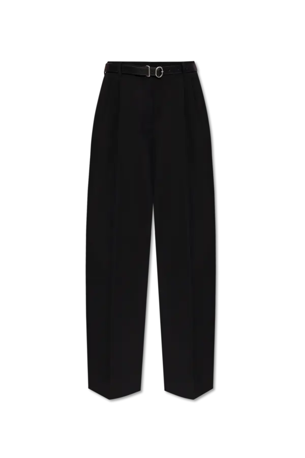 JIL SANDER Wool Wide-leg Trousers With Leather Belt