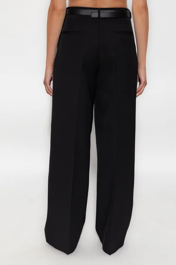 JIL SANDER Wool Wide-leg Trousers With Leather Belt