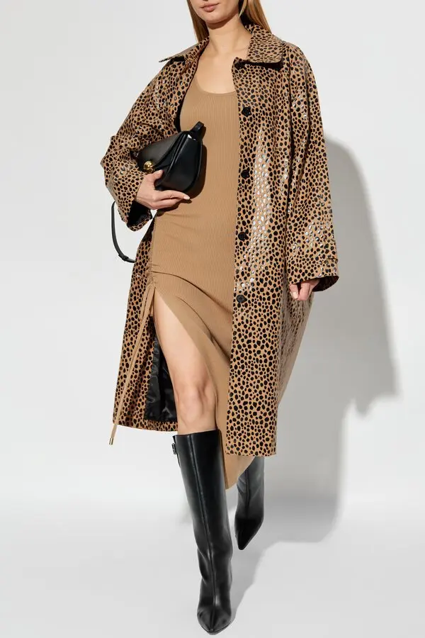 Michael Kors Animal Print Cotton-blend Coat - Beige