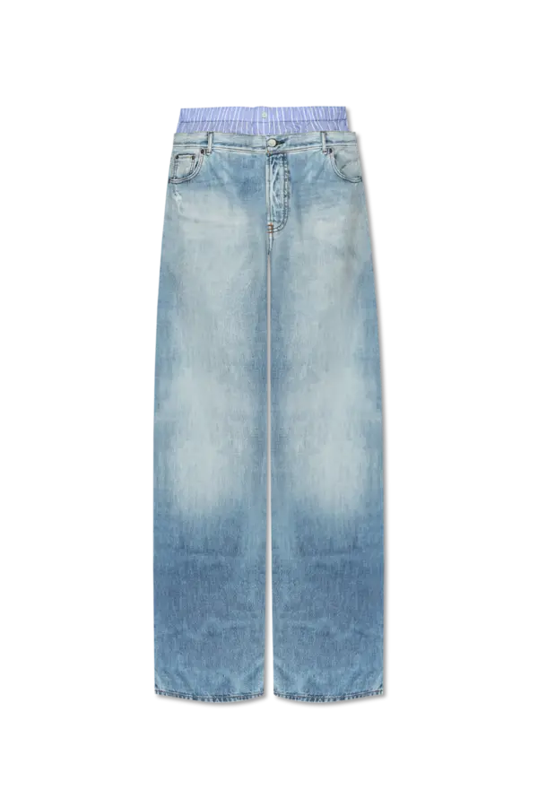 Acne Studios Wide-leg Denim Trousers With Decorative Waistband