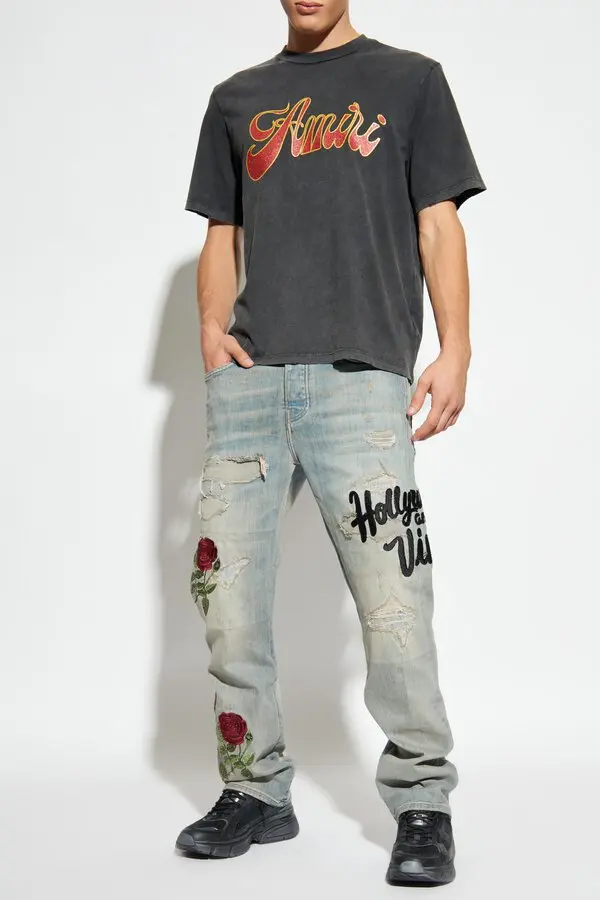 Amiri Jeans With Shimmering Appliqués
