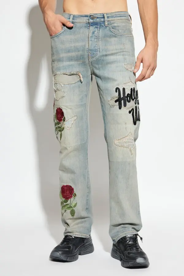 Amiri Jeans With Shimmering Appliqués
