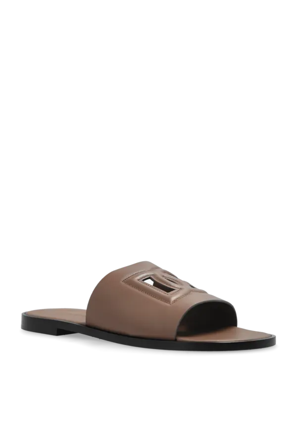Dolce & Gabbana Leather Slides With Logo