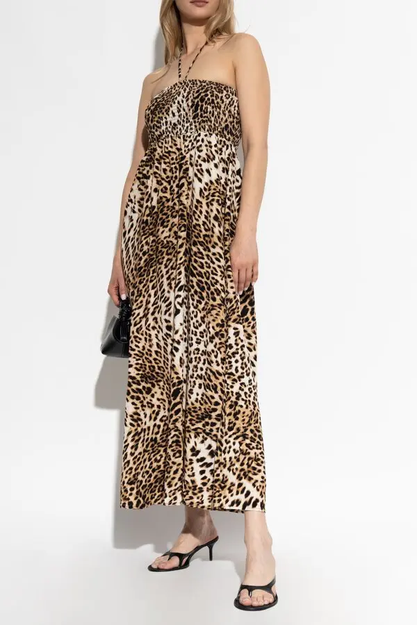 GESTUZ Strapless Leopard Print Maxi Dress