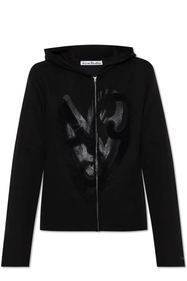 Acne Studios Hooded Lyocell-cotton Blend Sweatshirt With Graphic Heart Motif