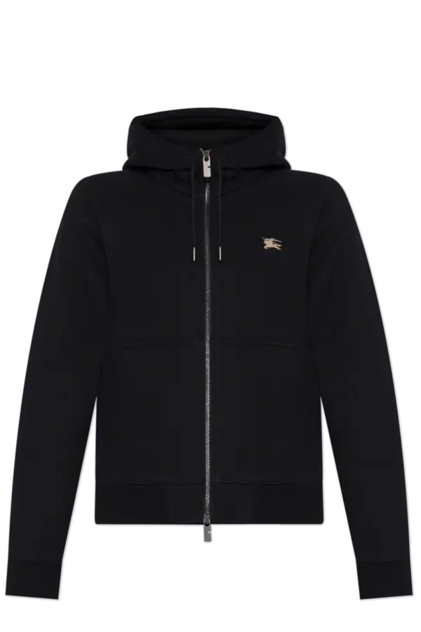 Burberry Embroidered Equestrian Logo Cotton Knit Hoodie